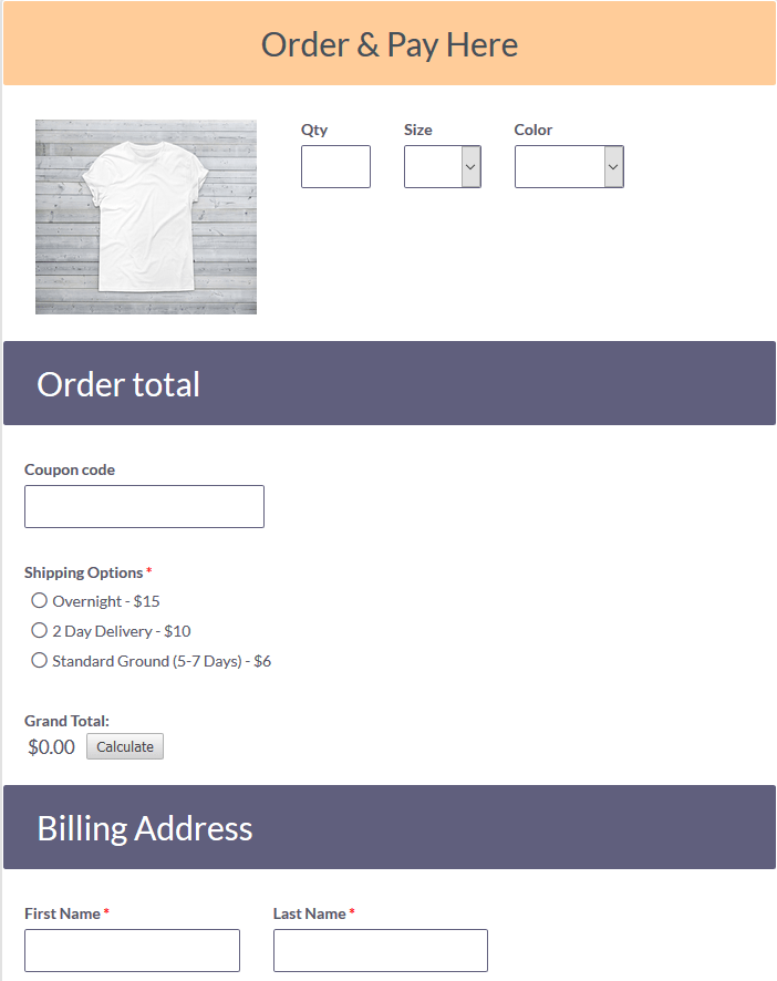 Credit Card Order Form Template | Formsite