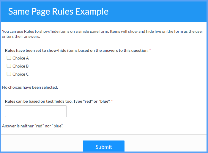 Same Page Rules Example Forms & Templates | Formsite