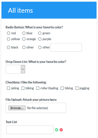 Item Examples Form Templates | Formsite