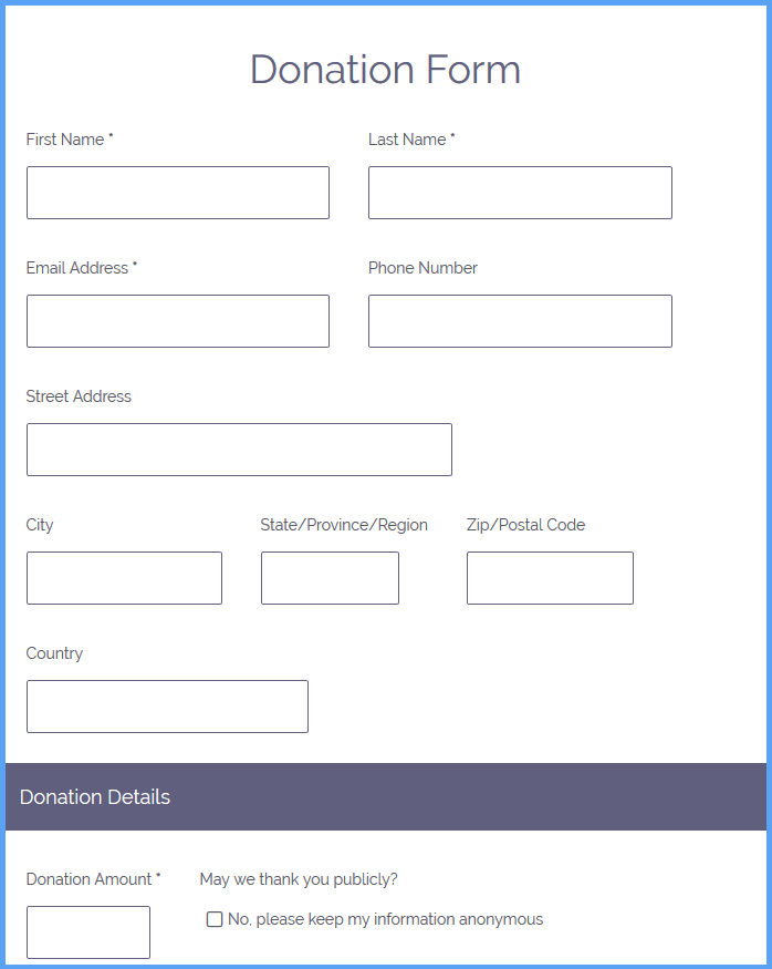 Donation Form Template Formsite