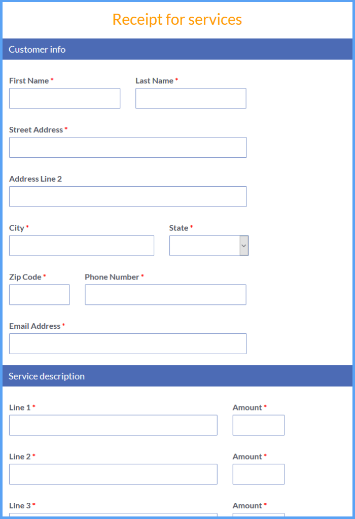 Receipt Form Template | Formsite