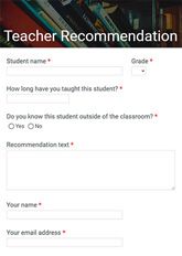 Teacher Recommendation Form Template | Formsite