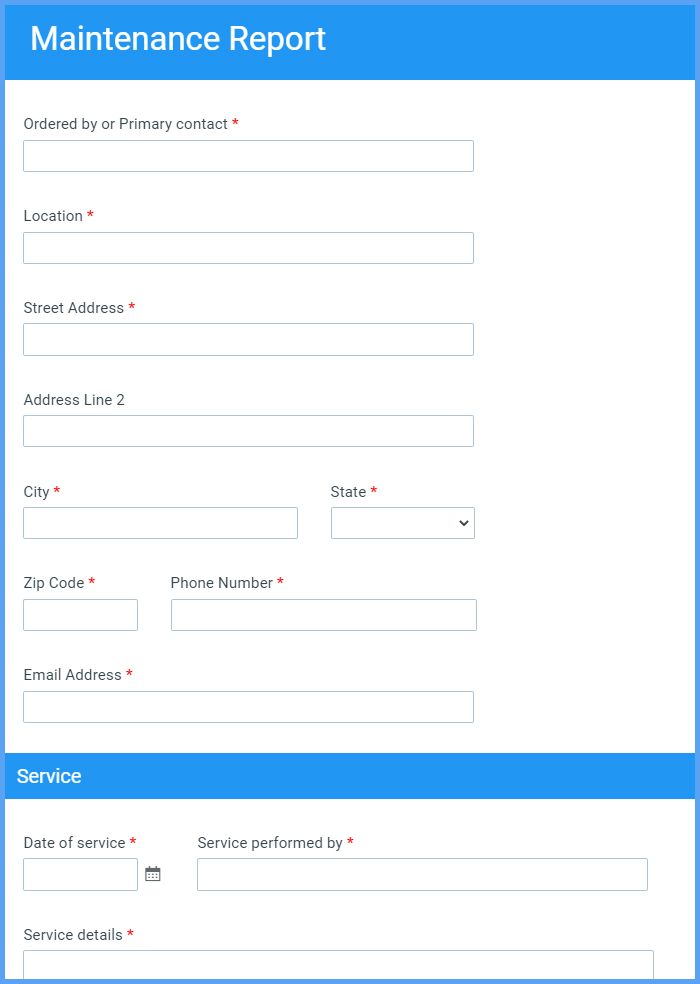 Maintenance Report Form Template | Formsite