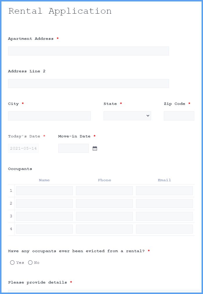 Rental Application Form Template | Formsite