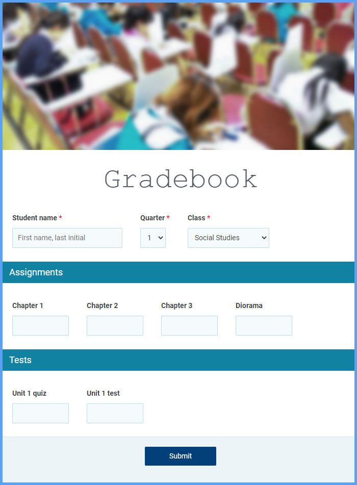 Online Gradebook Form Template Formsite
