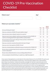COVID-19 Pre-Vaccination Checklist Template | Formsite
