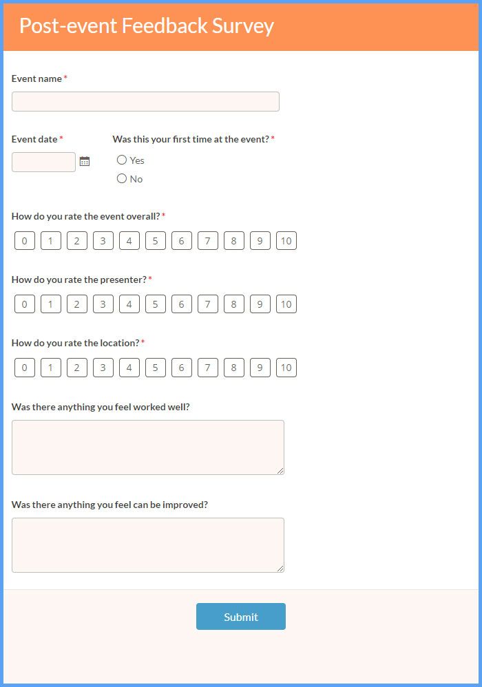 Post Event Feedback Survey Template Formsite