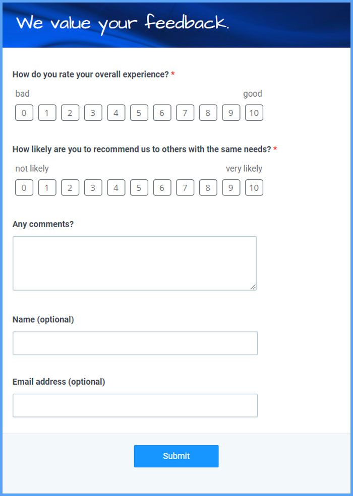 Feedback Form Template | Formsite
