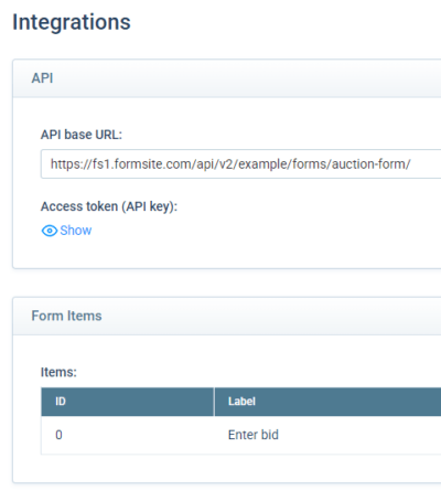 Show the Highest Bid on Your Auction Form Using the API - Formsite
