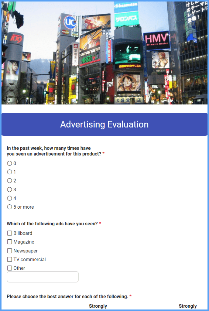 Ad Survey Template | Formsite
