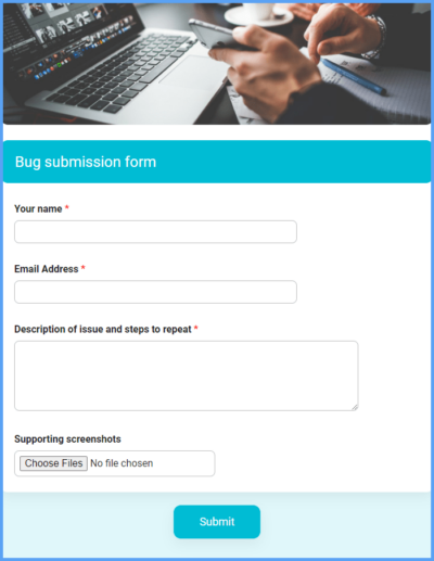 Bug Submission Form Template | Formsite