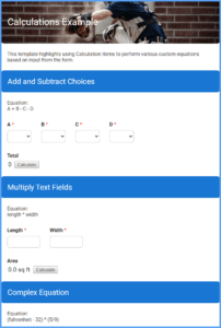 Calculations Example Forms & Templates | Formsite