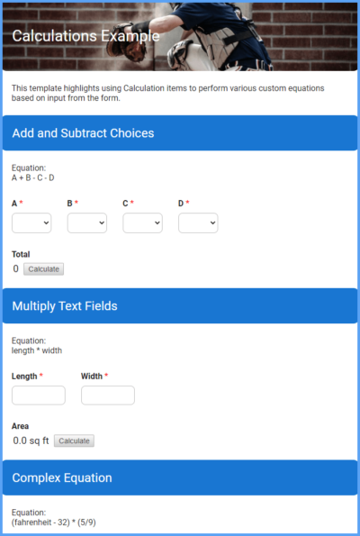 Calculations Example Forms & Templates | Formsite Calculations Example Forms & Templates | Formsite