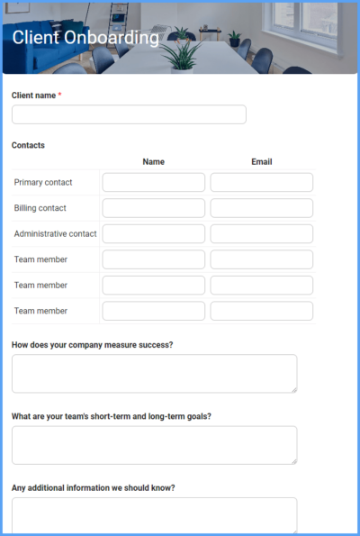 Client Onboarding Form Template | Formsite