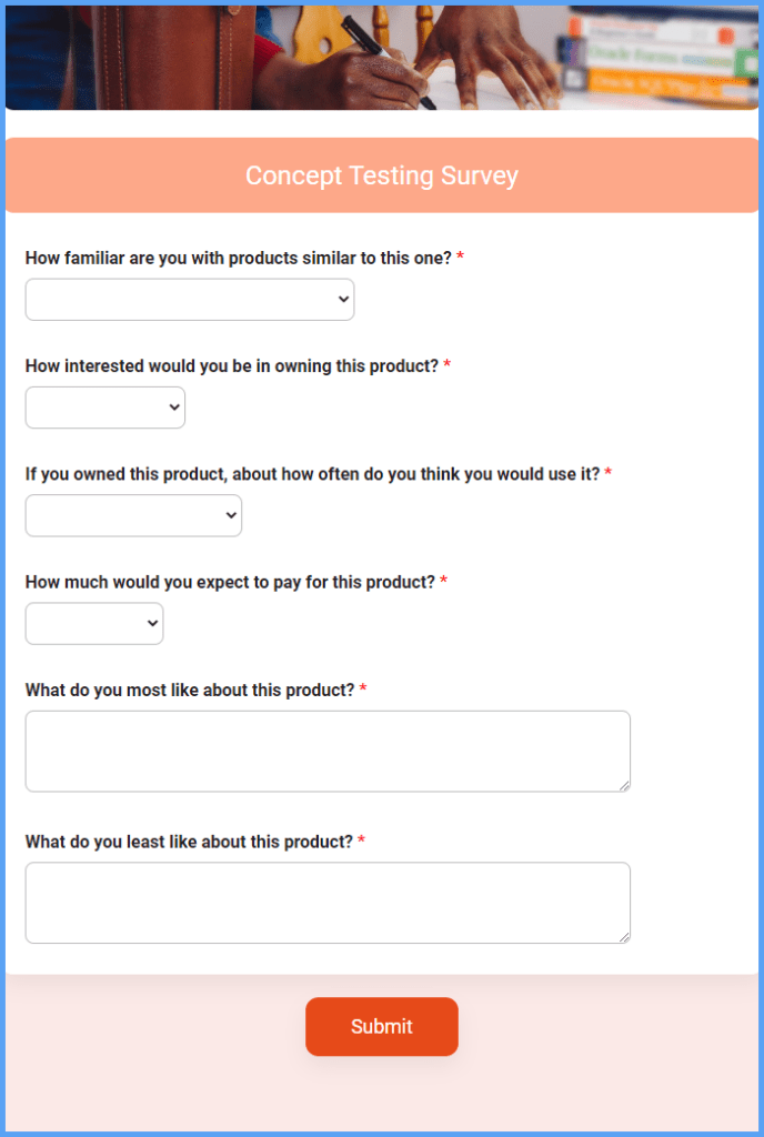 Concept Testing Survey Form Template | Formsite