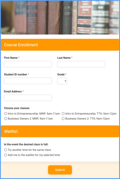 Course Enrollment Form Template | Formsite