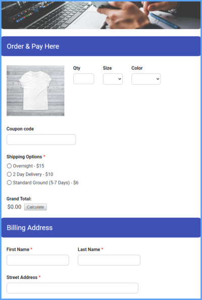 Credit Card Order Form Template | Formsite