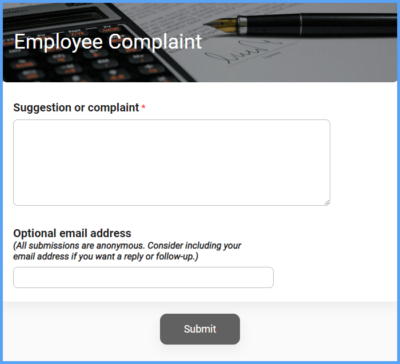 Employee Complaint Form Template | Formsite