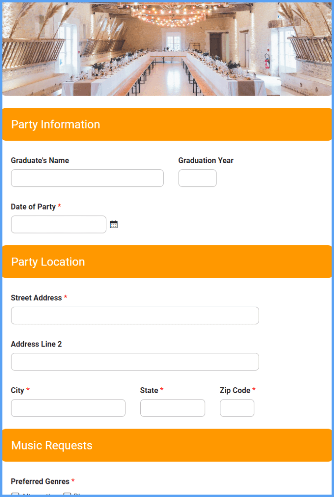 Event Service Order Form Template | Formsite