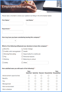 Exit Survey Form Template | Formsite