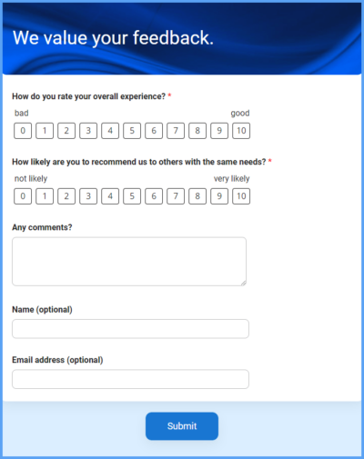 Feedback Form Template | Formsite
