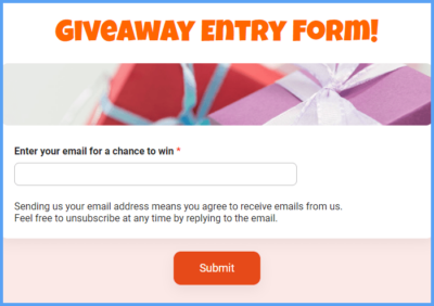Giveaway Entry Form Template | Formsite