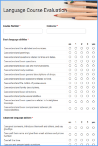 Language Course Evaluation Form Template | Formsite