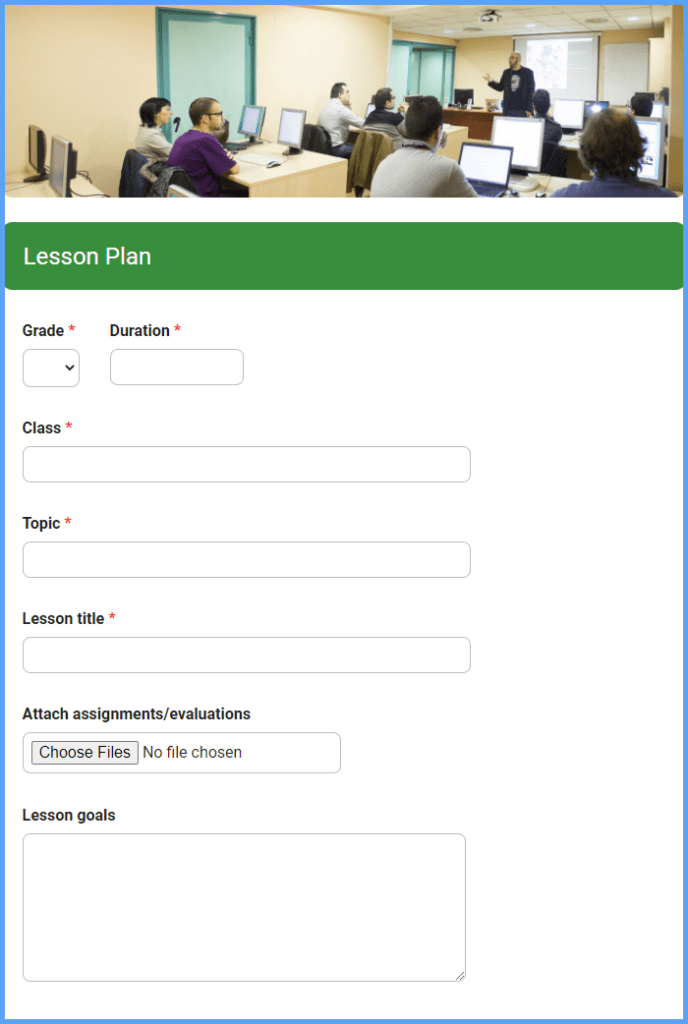 Lesson Plan Form Template | Formsite