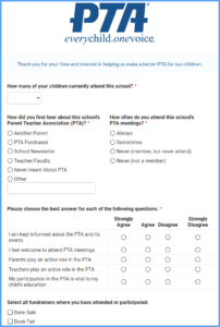 Simple PTA Survey Form Template | Formsite