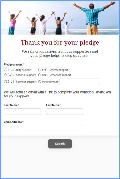Pledge Signup Form Template | Formsite