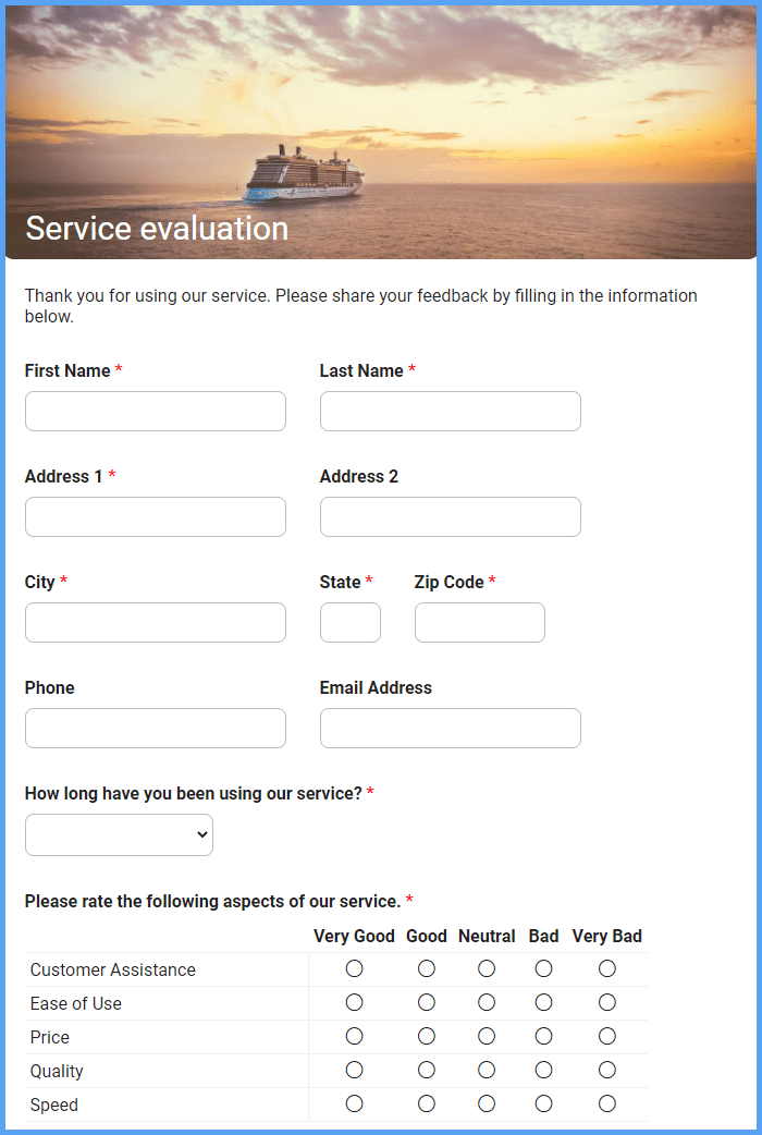 General Service Evaluation Form Template | Formsite General Service Evaluation Form Template | Formsite