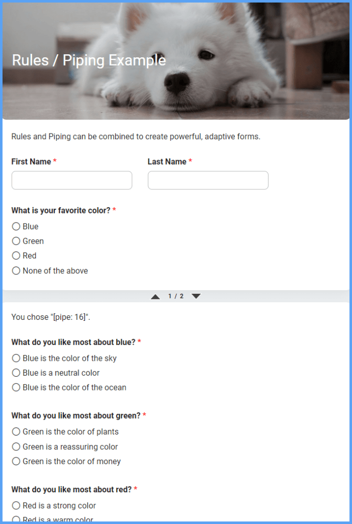 Rules/Piping Example Forms & Templates | Formsite