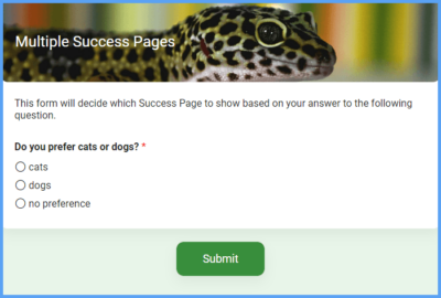 Multiple Success Pages Example Forms & Templates | Formsite