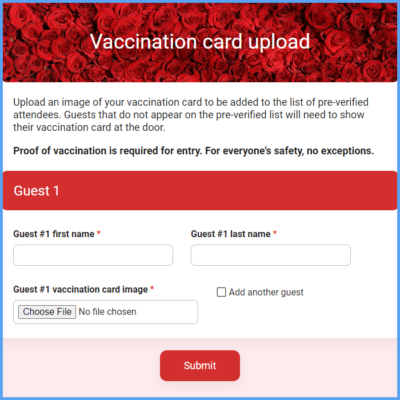 Covid-19 Vaccination Card Upload Form Template | Formsite