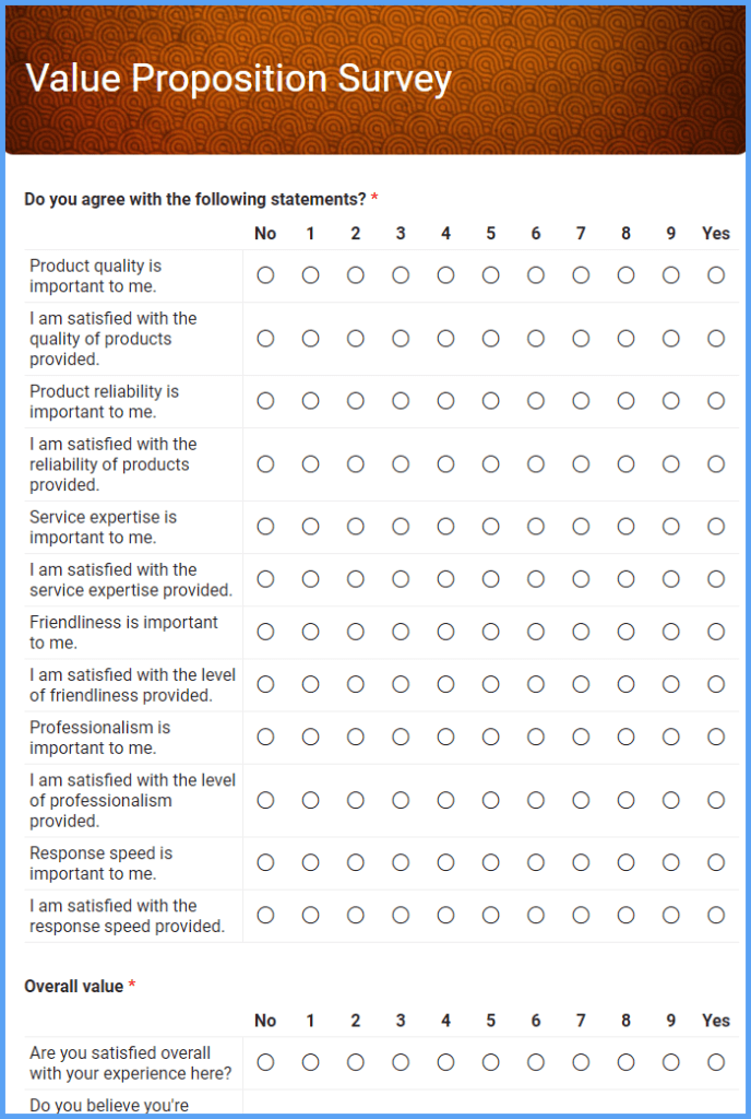 Value Proposition Survey Template | Formsite