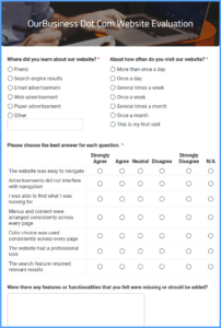 Website Evaluation Survey Form Template | Formsite