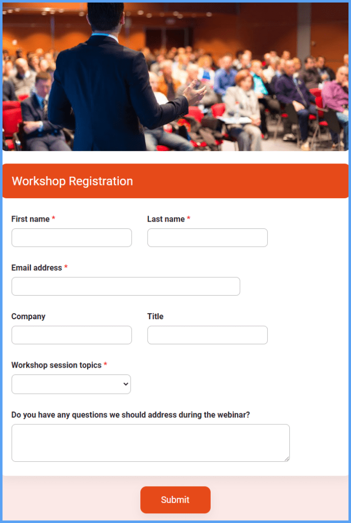 Workshop Registration Form Template | Formsite