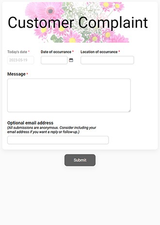 Customer Complaints Form Template