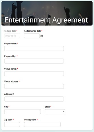 Entertainment Form Templates | Formsite