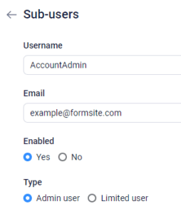 Account Alert Emails for Admin Sub-users - Formsite