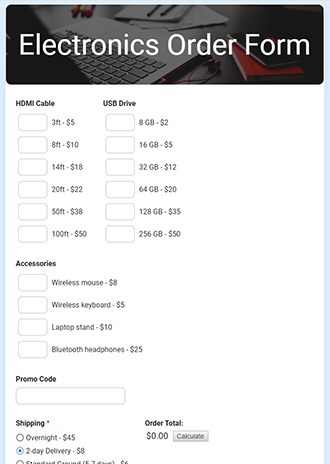 Product & Order Form Templates | Formsite