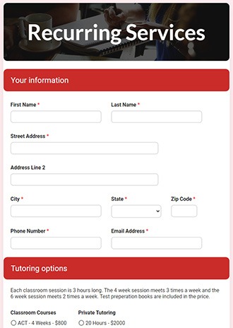 Service Order Form Templates | Formsite