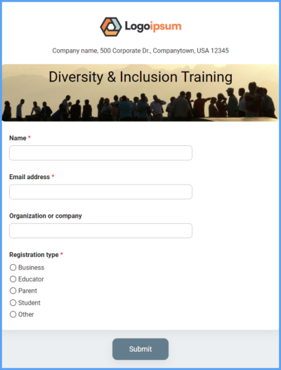 Diversity & Inclusion Training Registration Form Template | Formsite