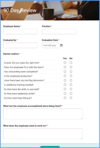 90 Day Review Form Template | Formsite