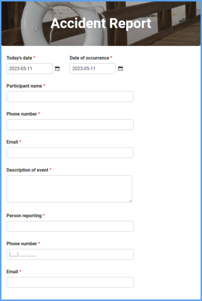 Accident Report Form Template | Formsite