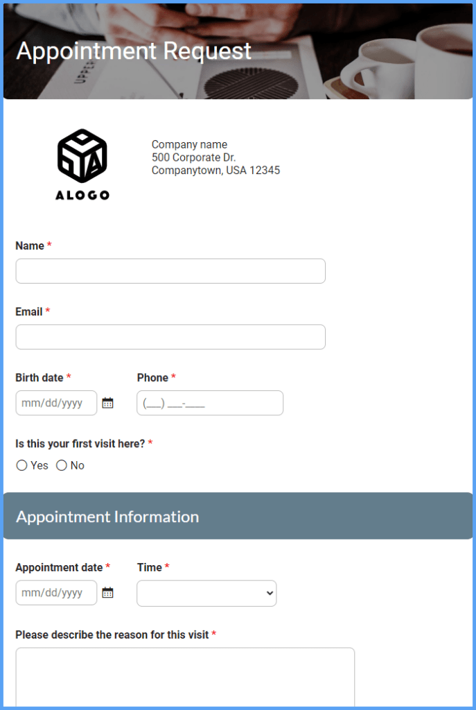 Appointment Request Form Template | Formsite
