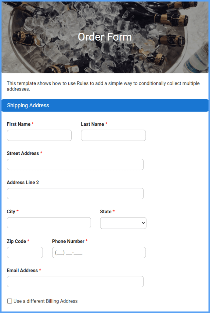 Billing Same As Shipping Example Template | Formsite