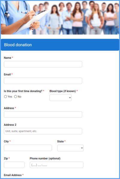 Blood Donation Form Template | Formsite