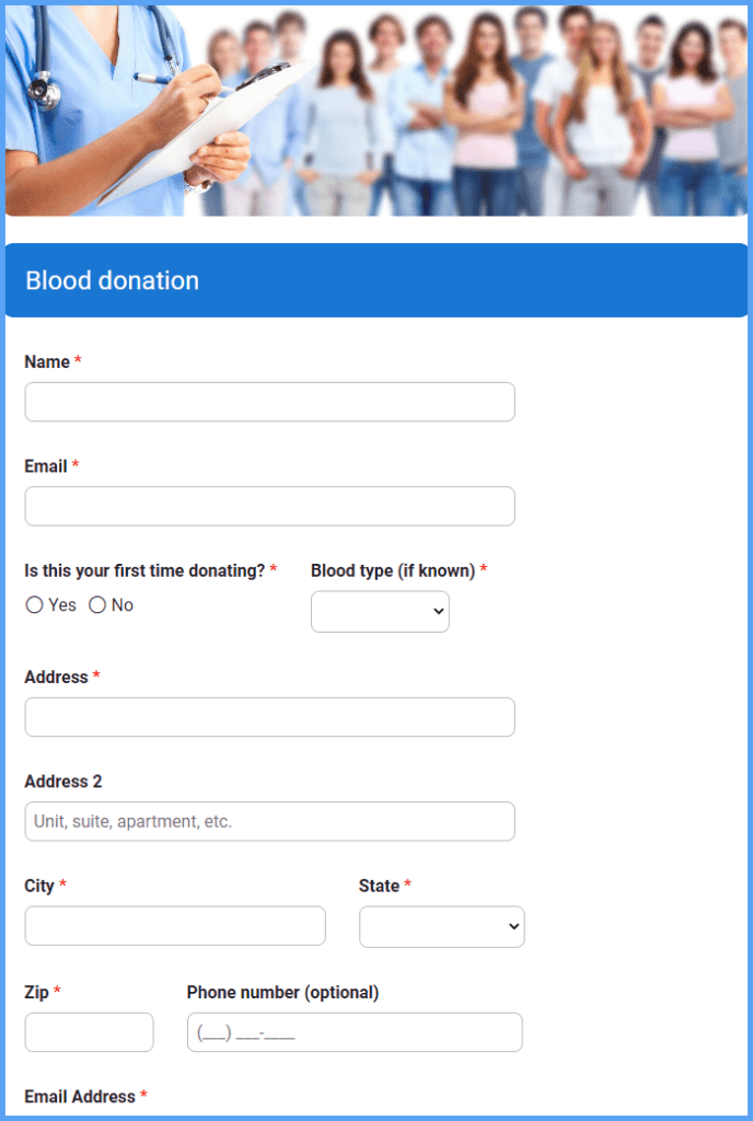 Blood Donation Form Template | Formsite