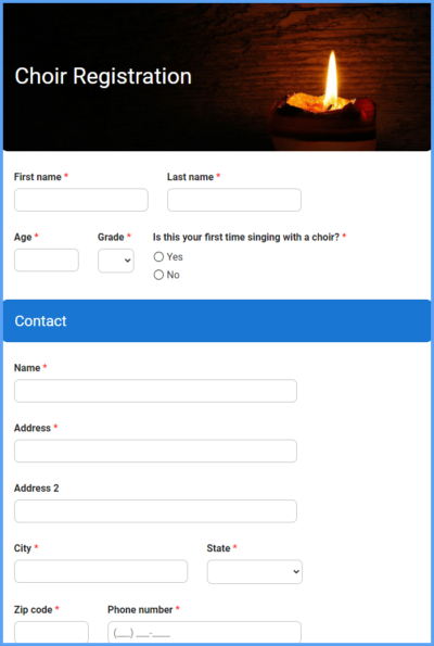 Choir Registration Form Template | Formsite